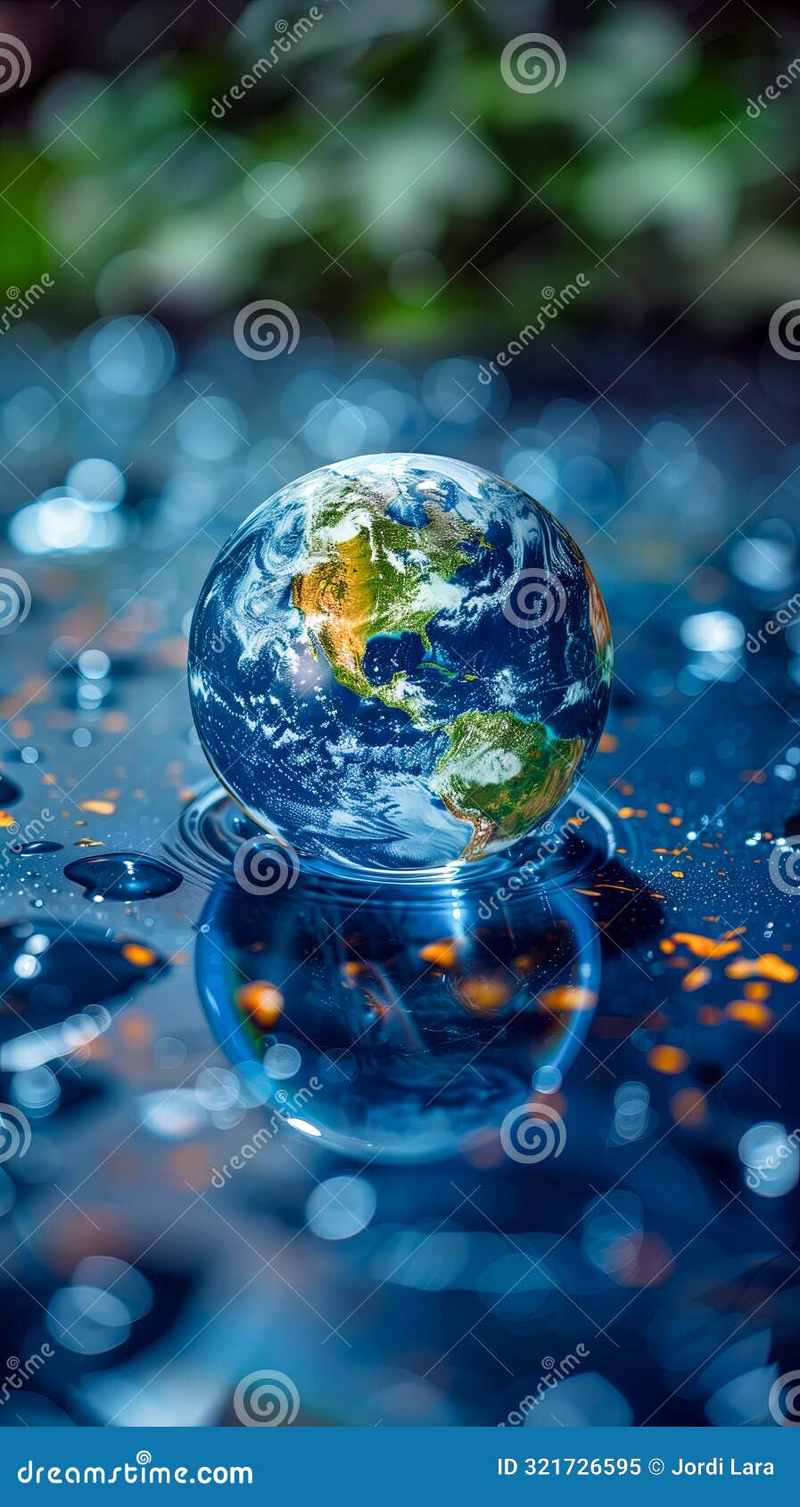 Planet Earth Inside a Drop of Water in the Nature Stock Illustration ...
