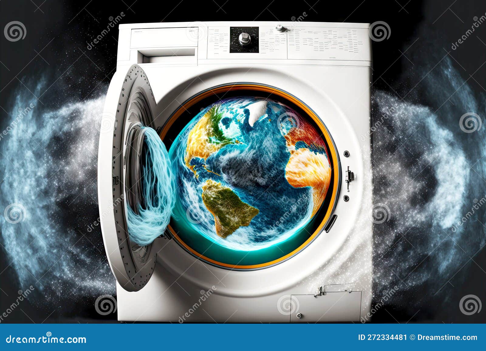 Planet Earth Inside Drum of Machine Washing Stock Illustration ...