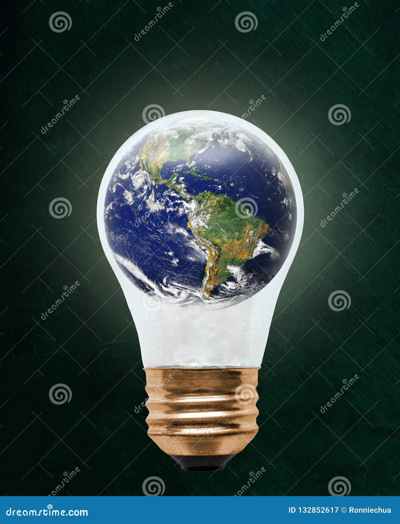 Planet Earth Inside Floating Light Bulb with Copy Space Stock Image ...