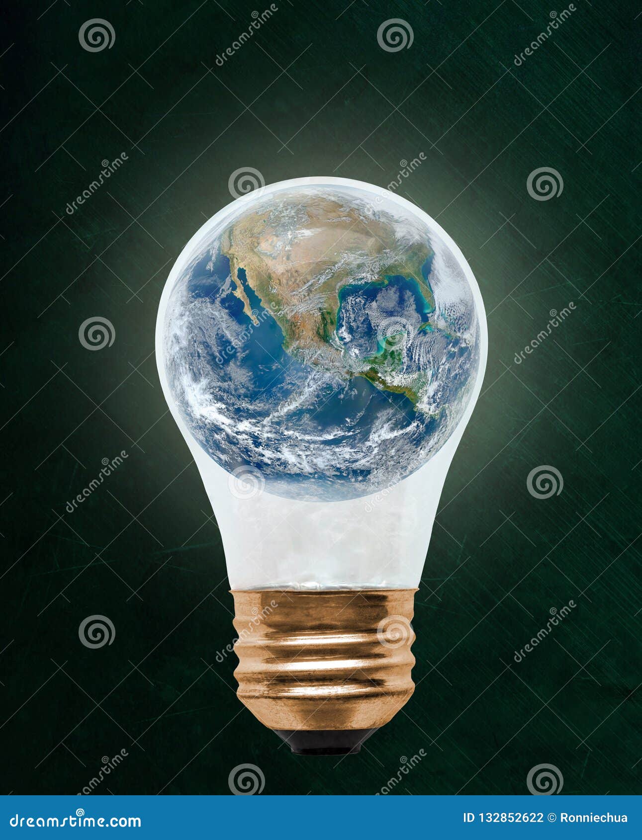 Planet Earth Inside Floating Light Bulb with Copy Space Stock Photo ...