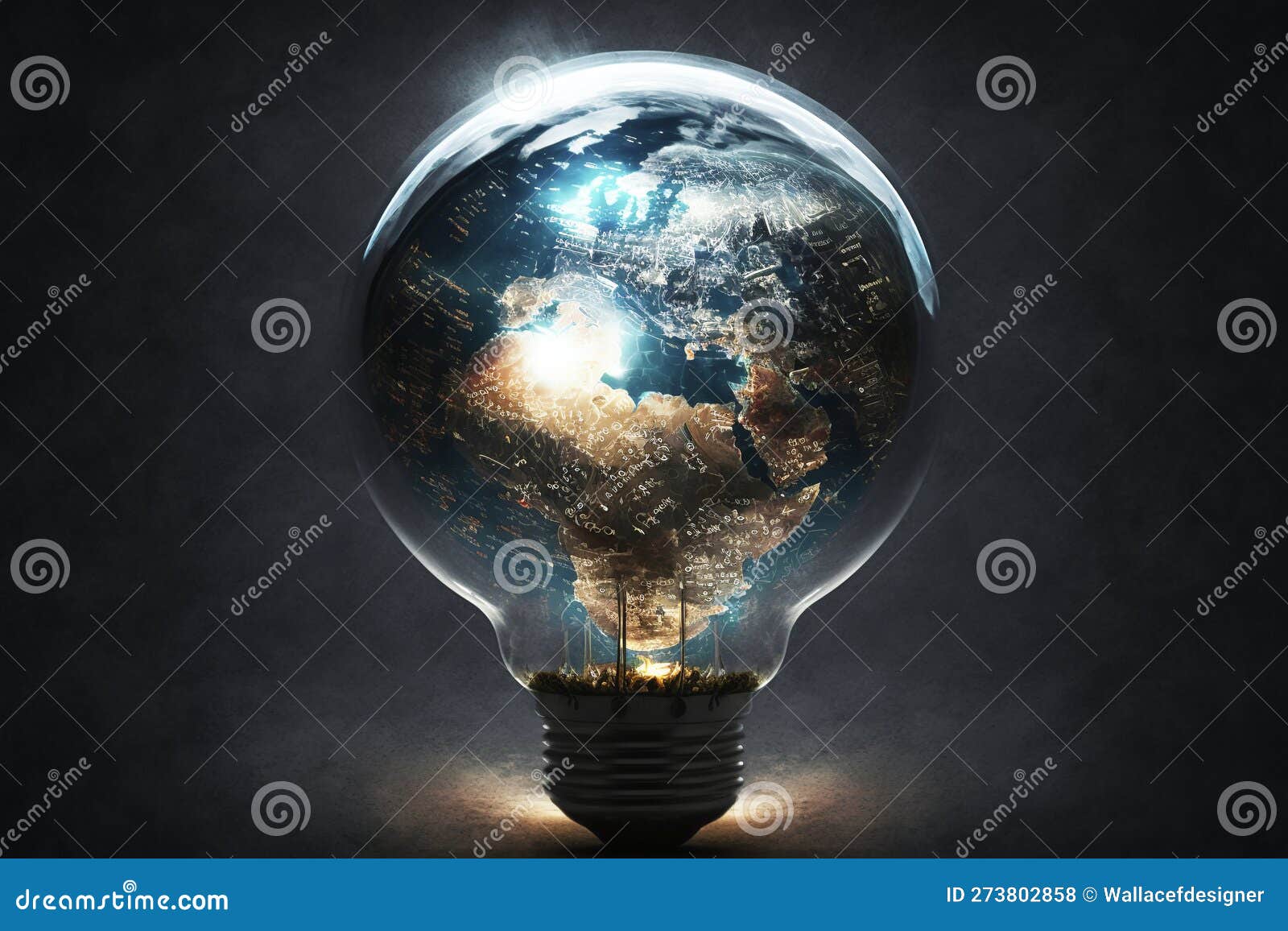 Planet Earth Inside a Light Bulb. Generative AI. Stock Illustration ...