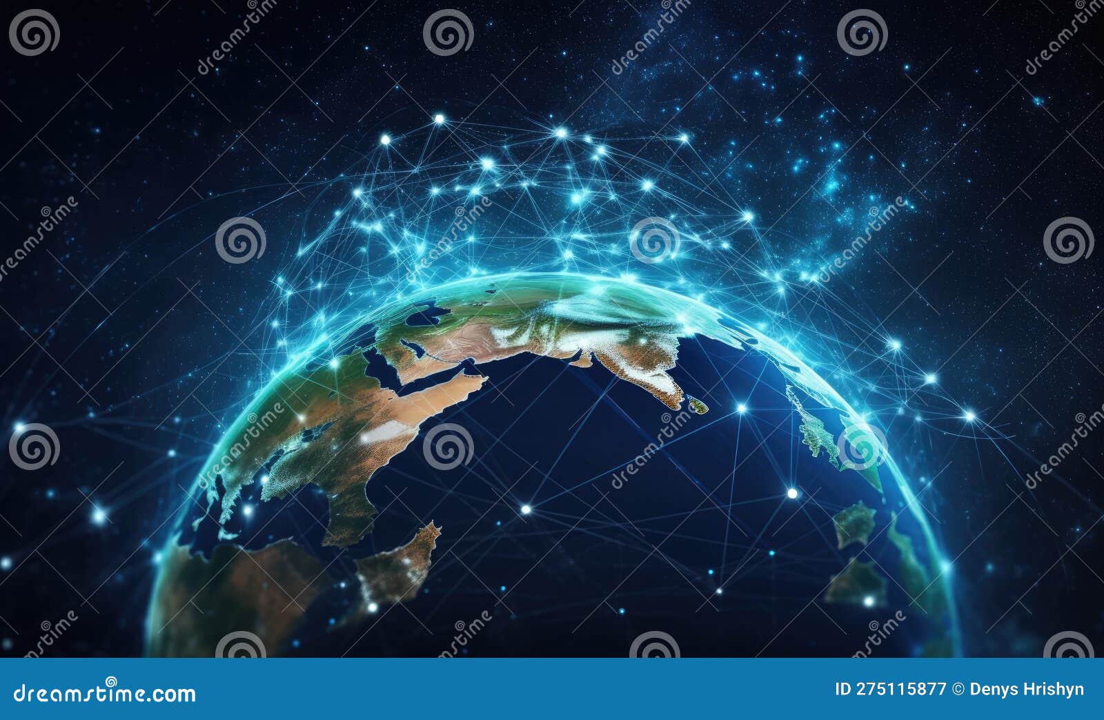 Planet Earth and Internet, As Seen from Space. Creating Using ...