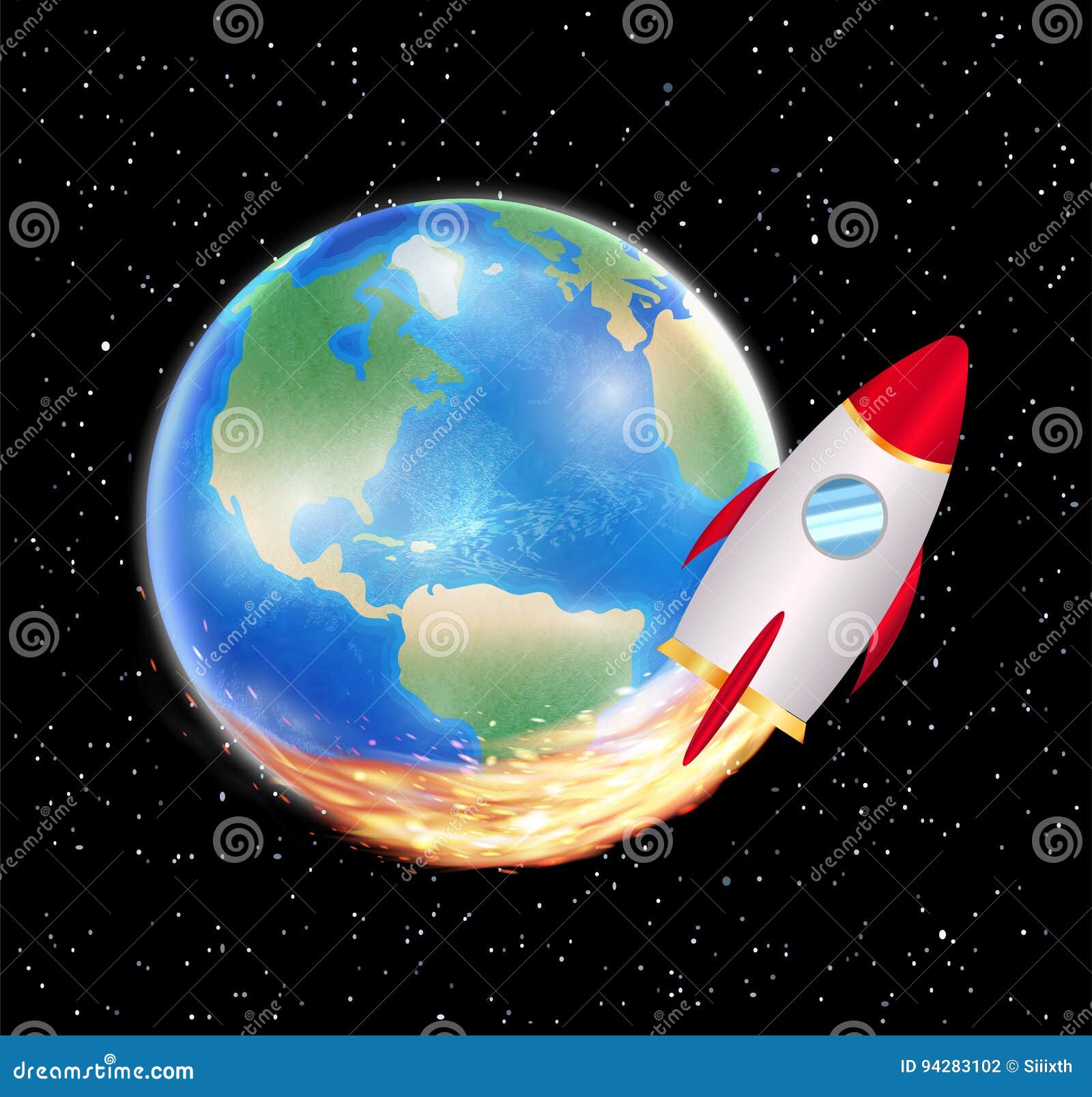 Planet Earth with Launching Space Rocket Vector Stock Vector ...