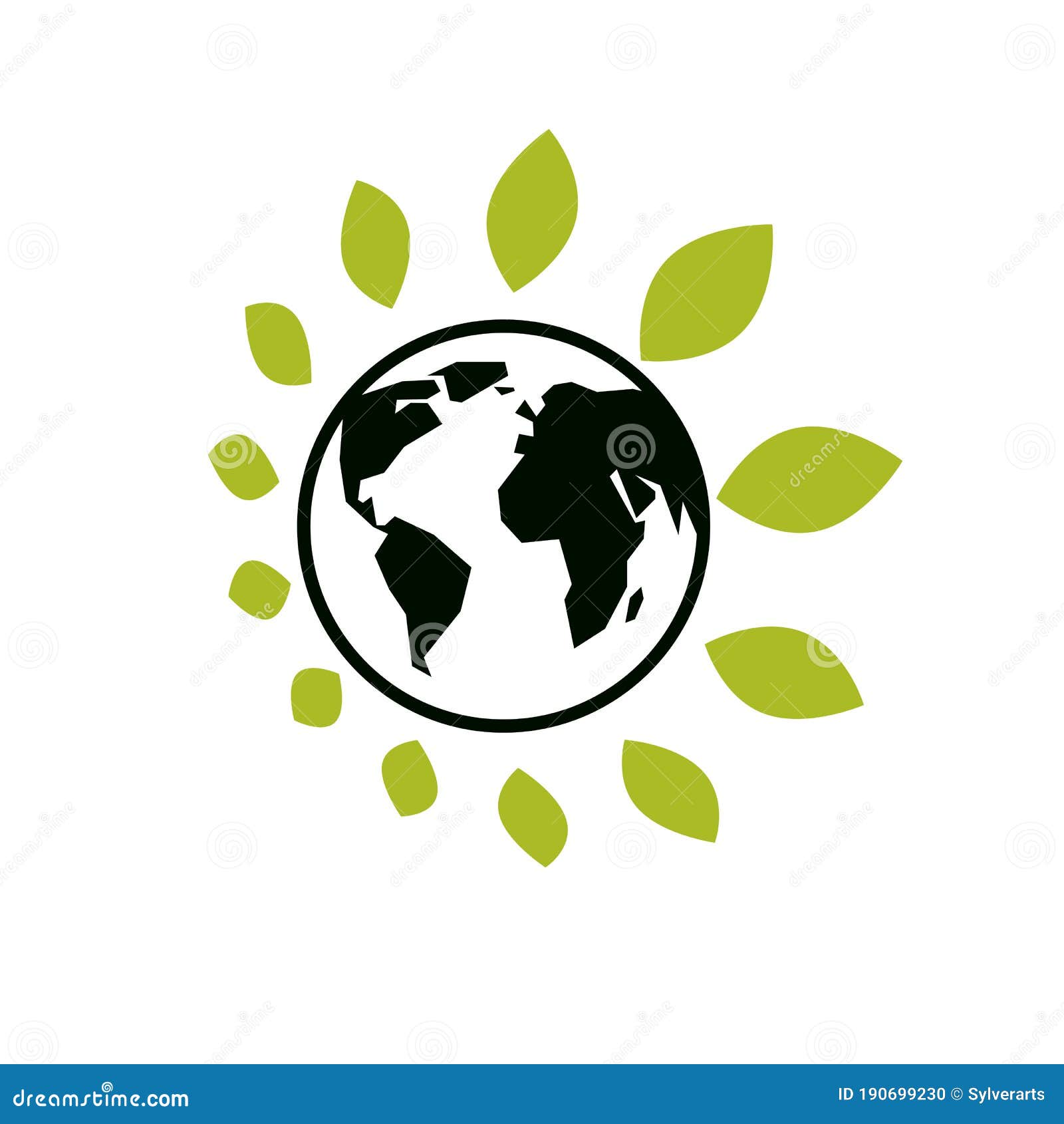 Planet Earth with Leaves Around it Simple Vector Logo or Icon ...