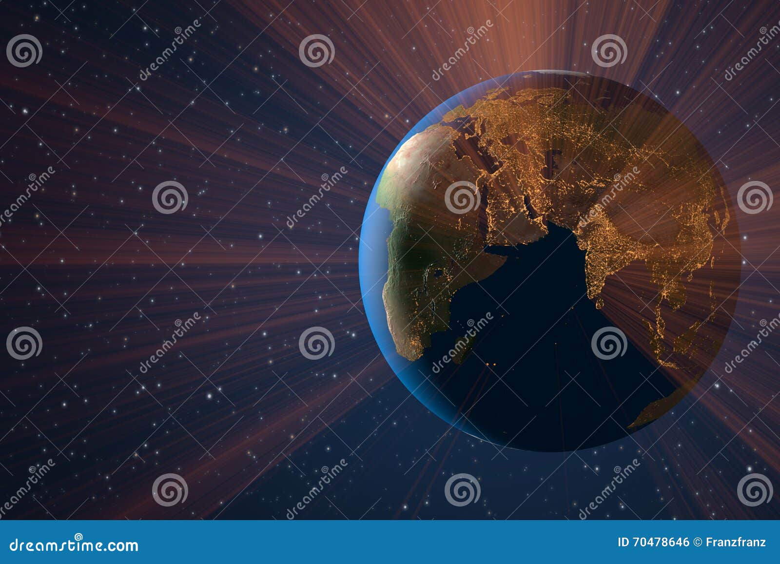 Planet Earth Light in Space Stock Illustration - Illustration of ...