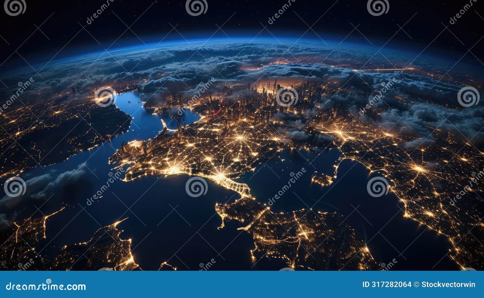 Planet earth lights stock illustration. Illustration of night - 317282064