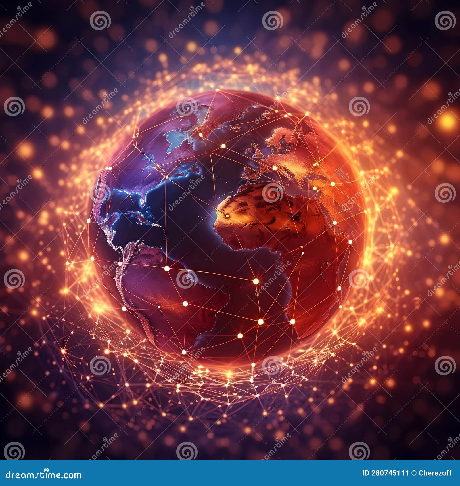 Planet Earth with Lines of Transmitted Signals Stock Illustration ...