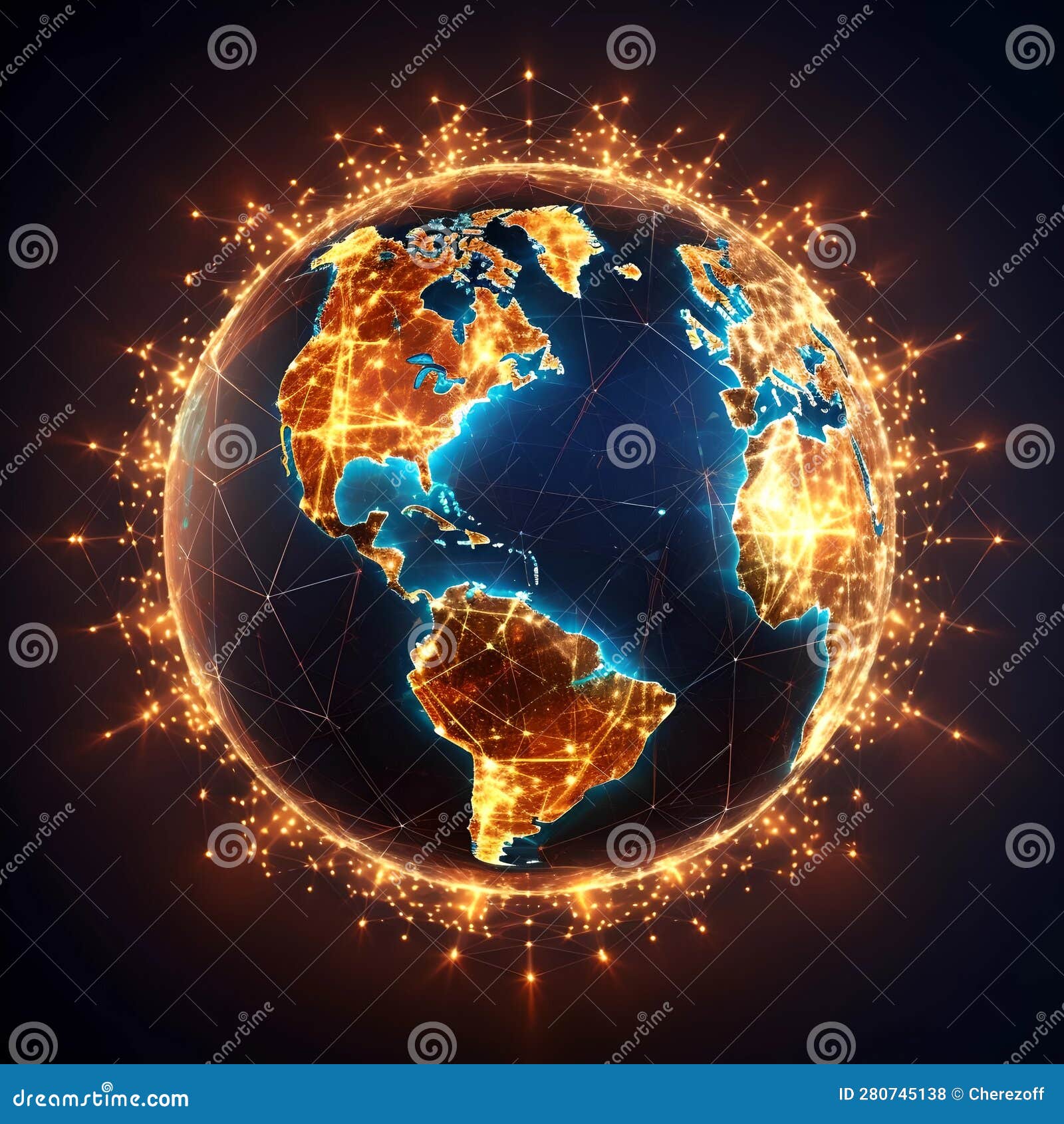 Planet Earth with Lines of Transmitted Signals Stock Illustration ...