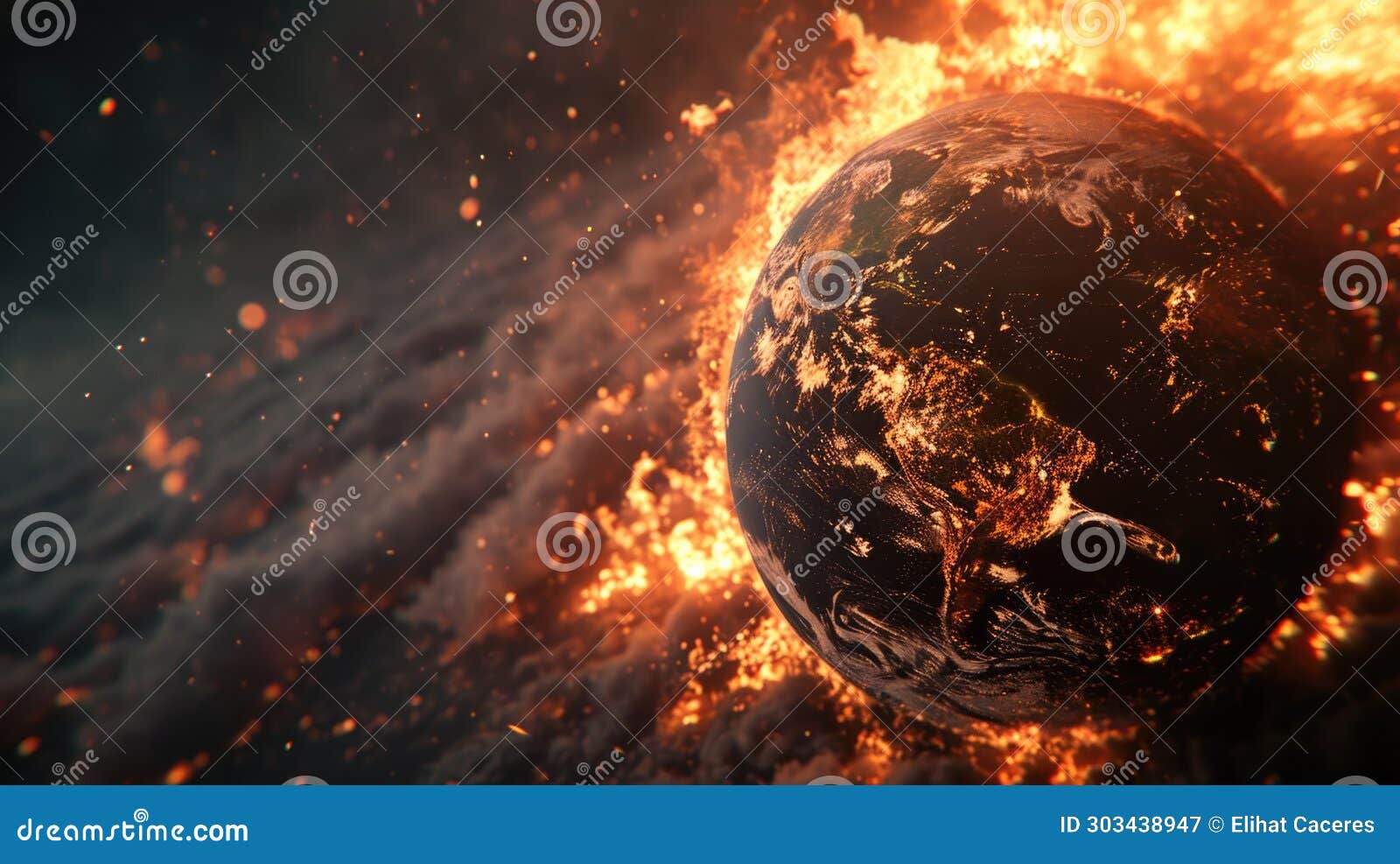 A Planet Earth Lit on Fire Generative Ai Stock Illustration ...