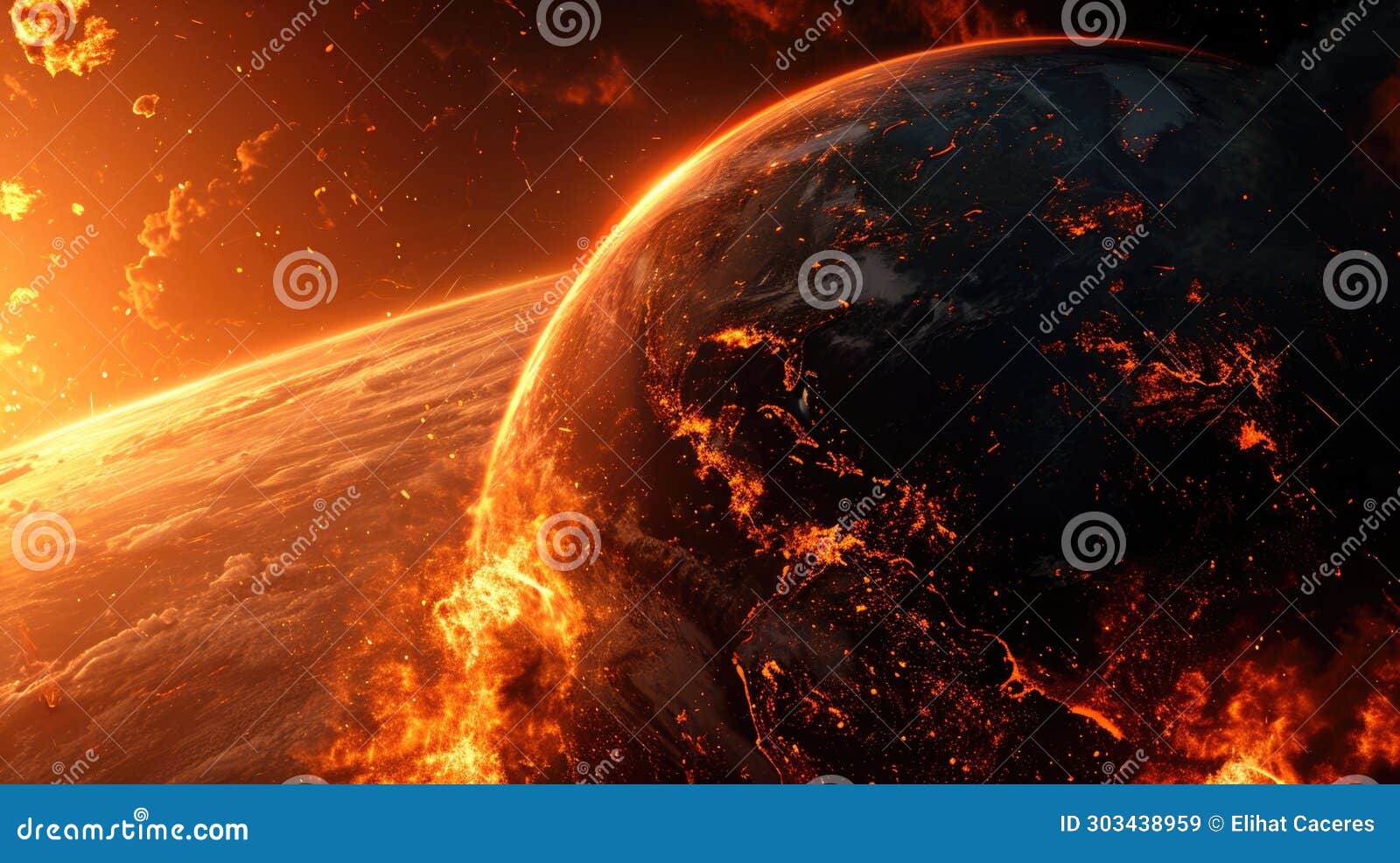 A Planet Earth Lit on Fire Generative Ai Stock Illustration ...