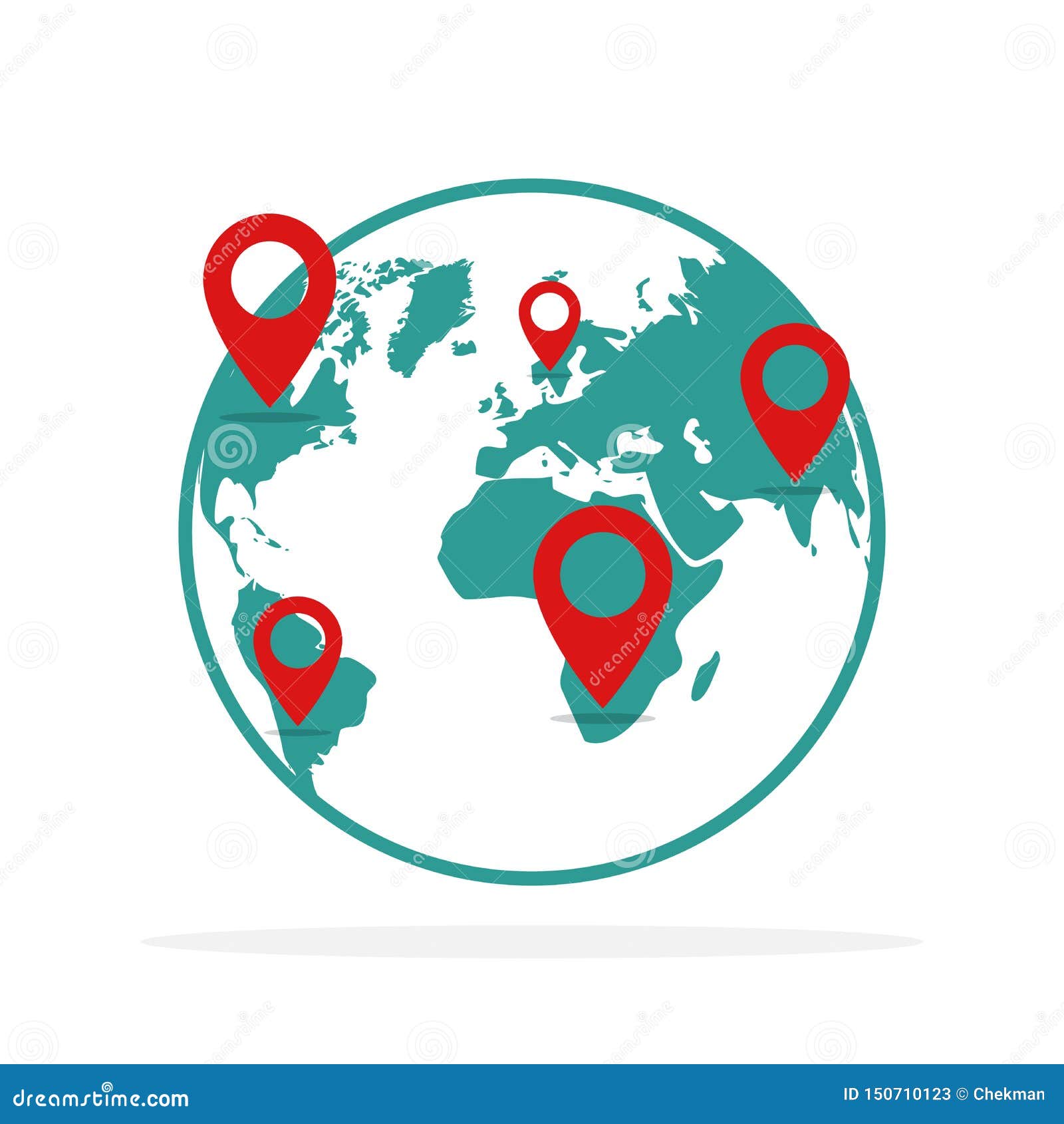 Planet Earth with Location Symbols. Vector Illustration Stock Illustration - Illustration of ...
