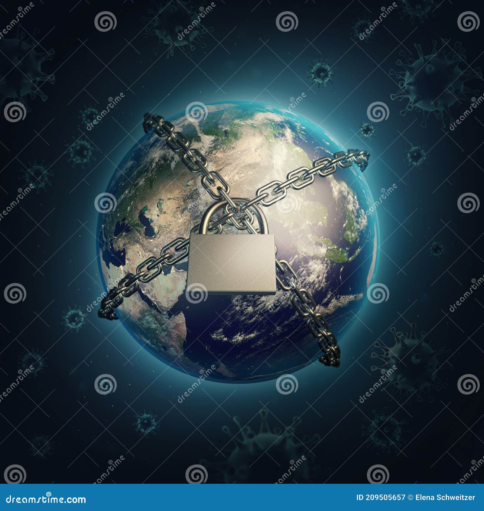 Planet Earth Locked with Chain Stock Illustration - Illustration of ...