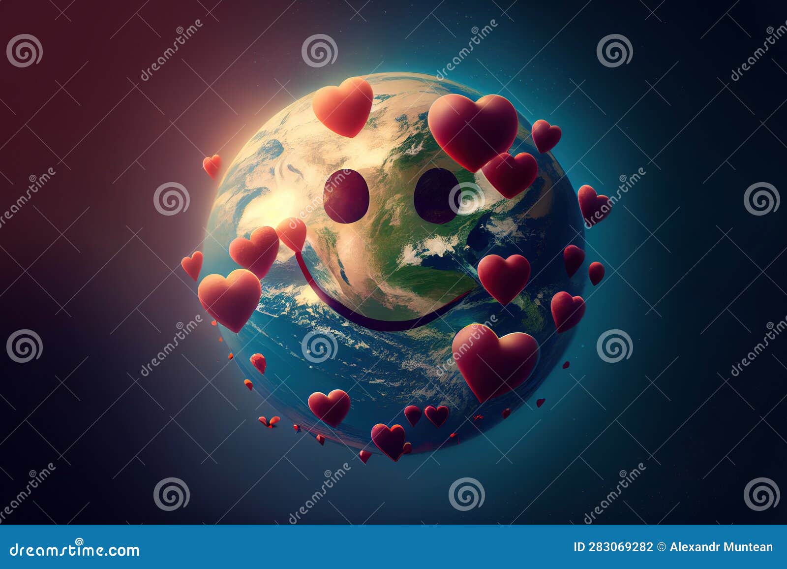 Planet Earth in love. stock illustration. Illustration of cute - 283069282