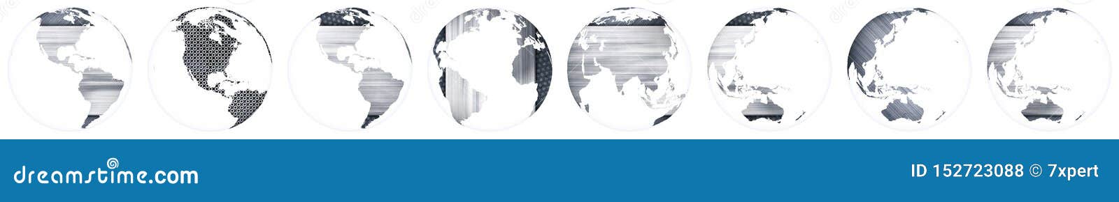 Planet Earth Metal Globe Set Stock Illustration - Illustration of ...