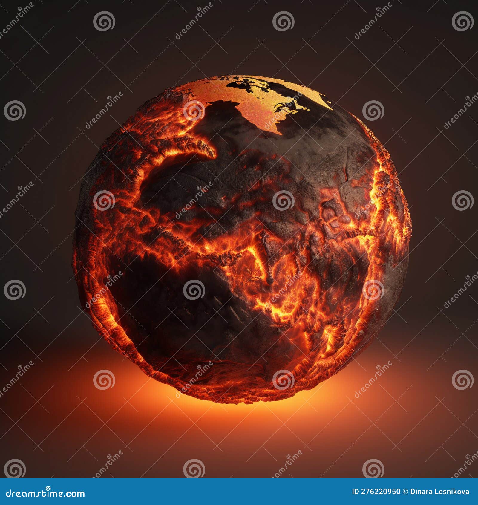 Planet Earth with Molten Surface, Generative AI Stock Illustration ...