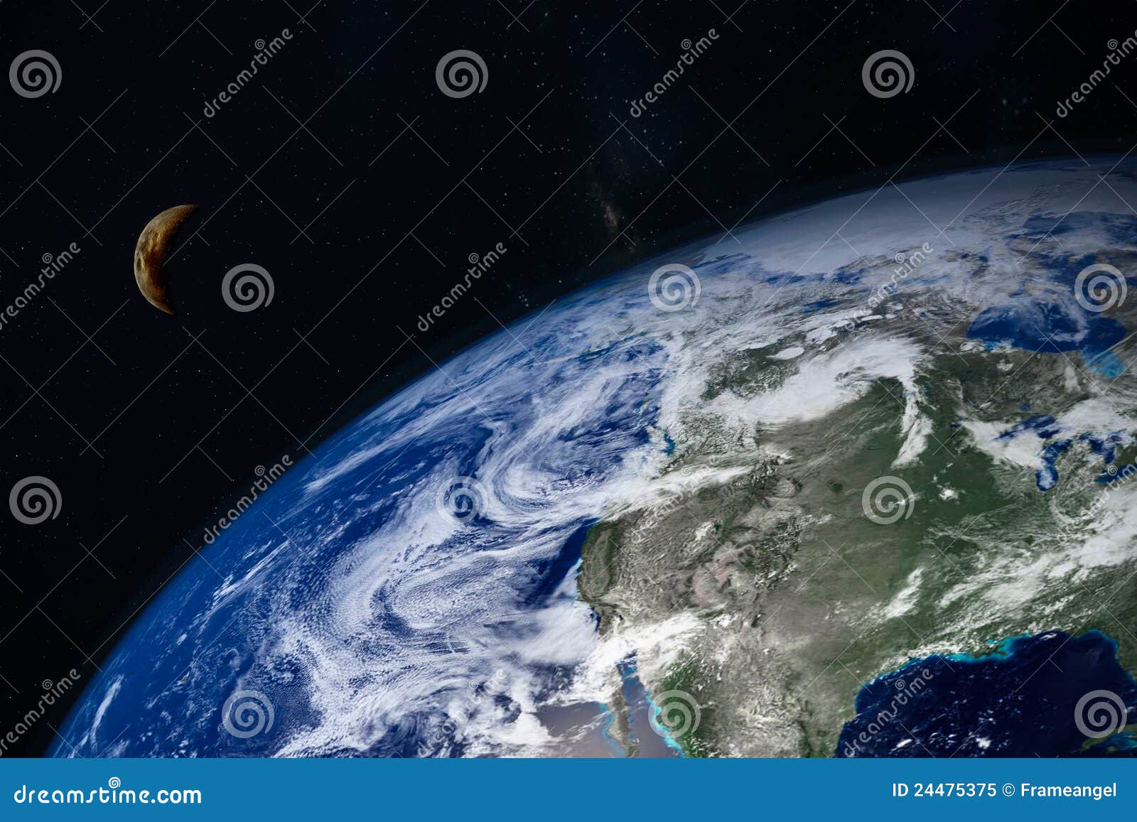 Planet Earth and moon stock illustration. Illustration of science ...
