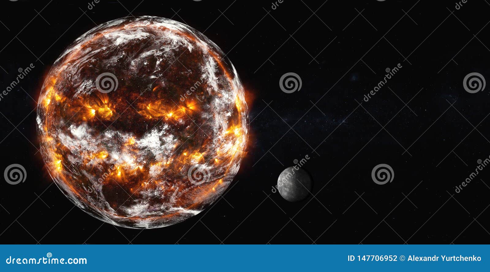 Planet Earth with Moon Explosion Stock Illustration - Illustration of ...