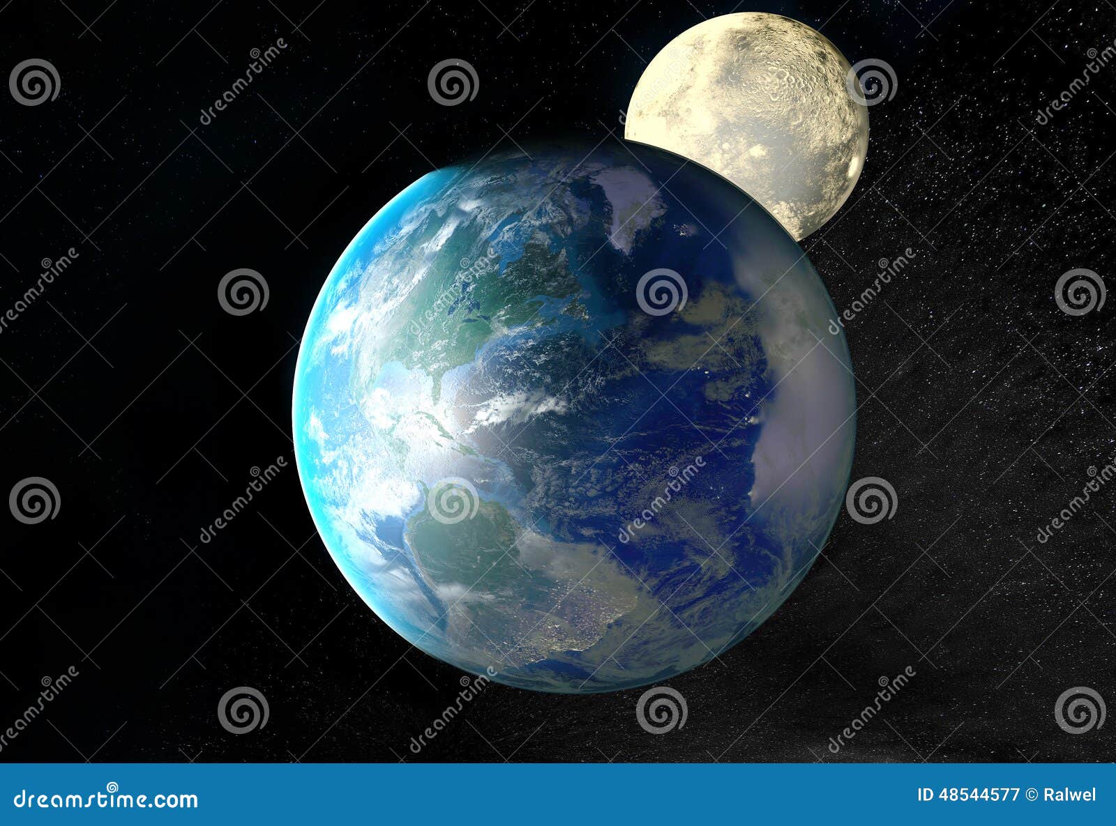 Planet Earth, Moon and Stars Stock Illustration - Illustration of ...