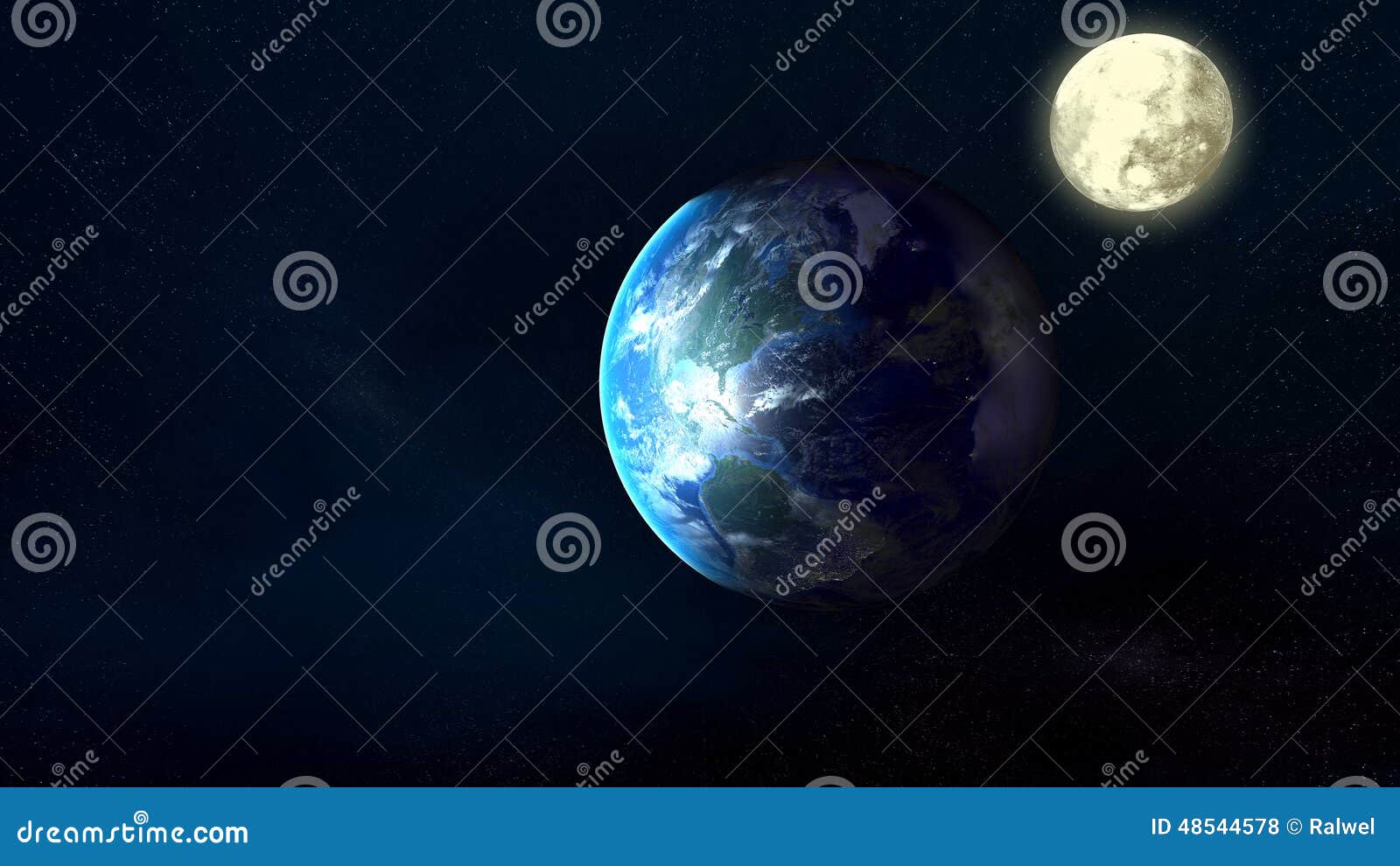 Planet Earth, Moon and Stars Stock Illustration - Illustration of ...