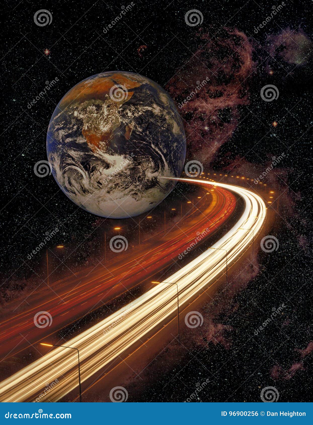 Planet Earth and Motorway in Space Stock Photo - Image of future ...