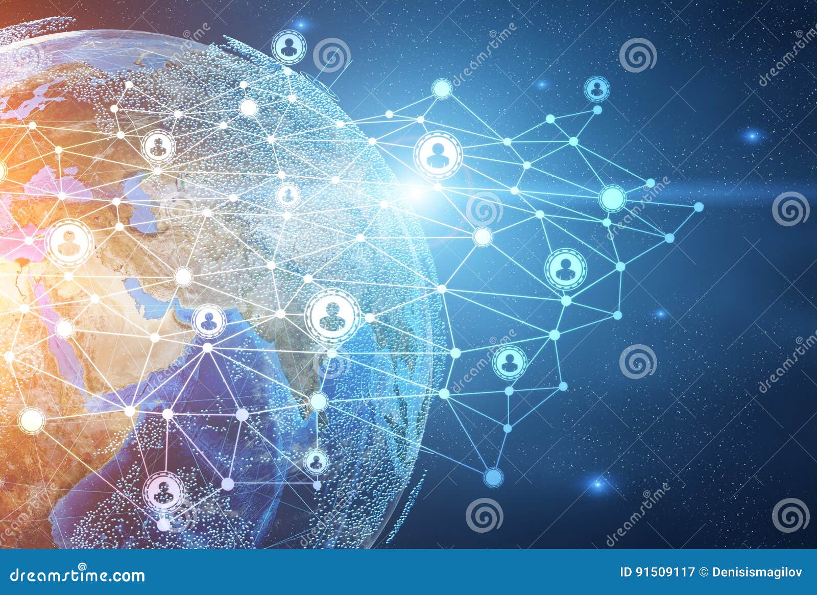 Planet Earth and Network Icons Stock Illustration - Illustration of ...