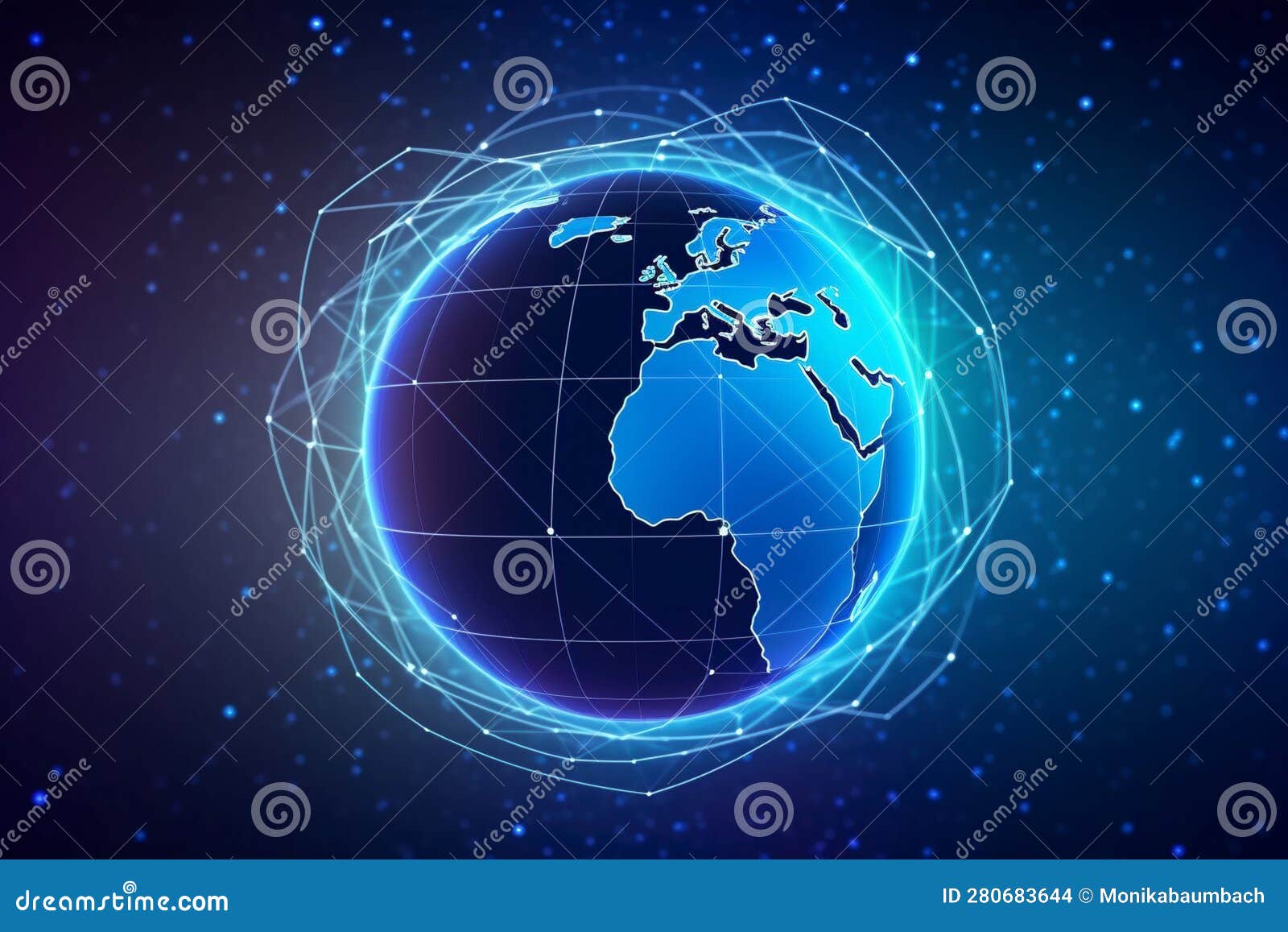 Planet Earth with Networking Lines Stock Illustration - Illustration of ...