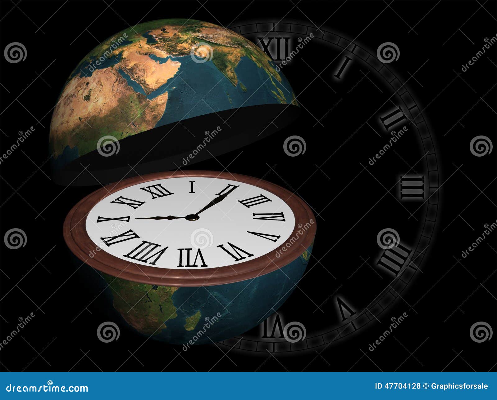 Planet Earth Open As Clock-watch Stock Illustration - Illustration of ...