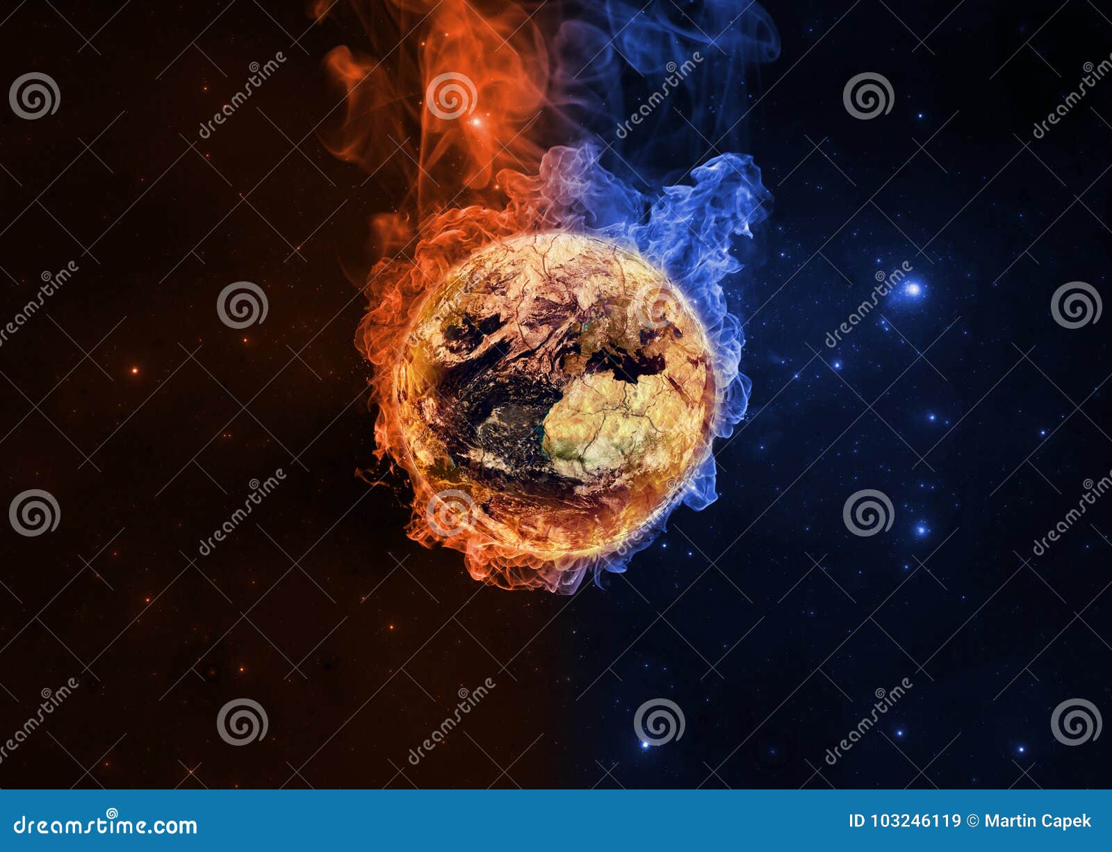 Planet Earth in Orange and Blue Flames Stock Illustration ... Planet Earth in Orange and Blue Flames Stock Illustration ...