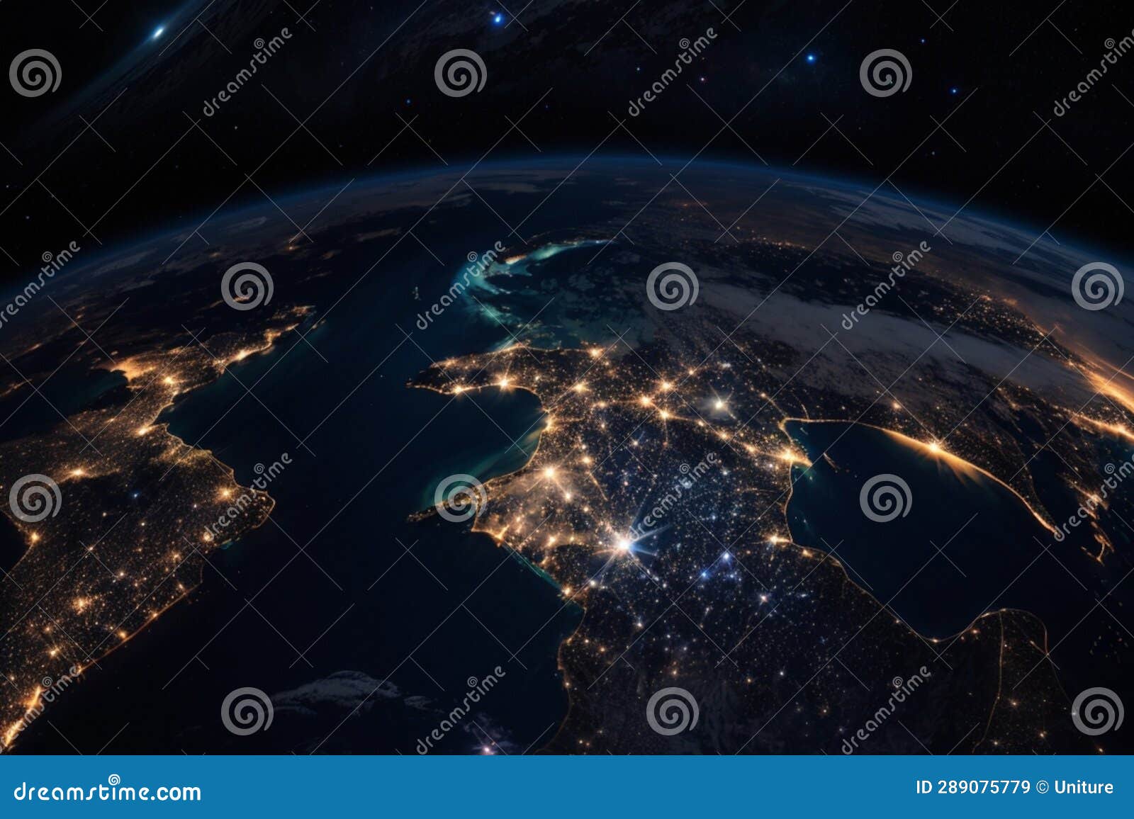 Planet Earth in Outer Space. Civilization Stock Illustration ...