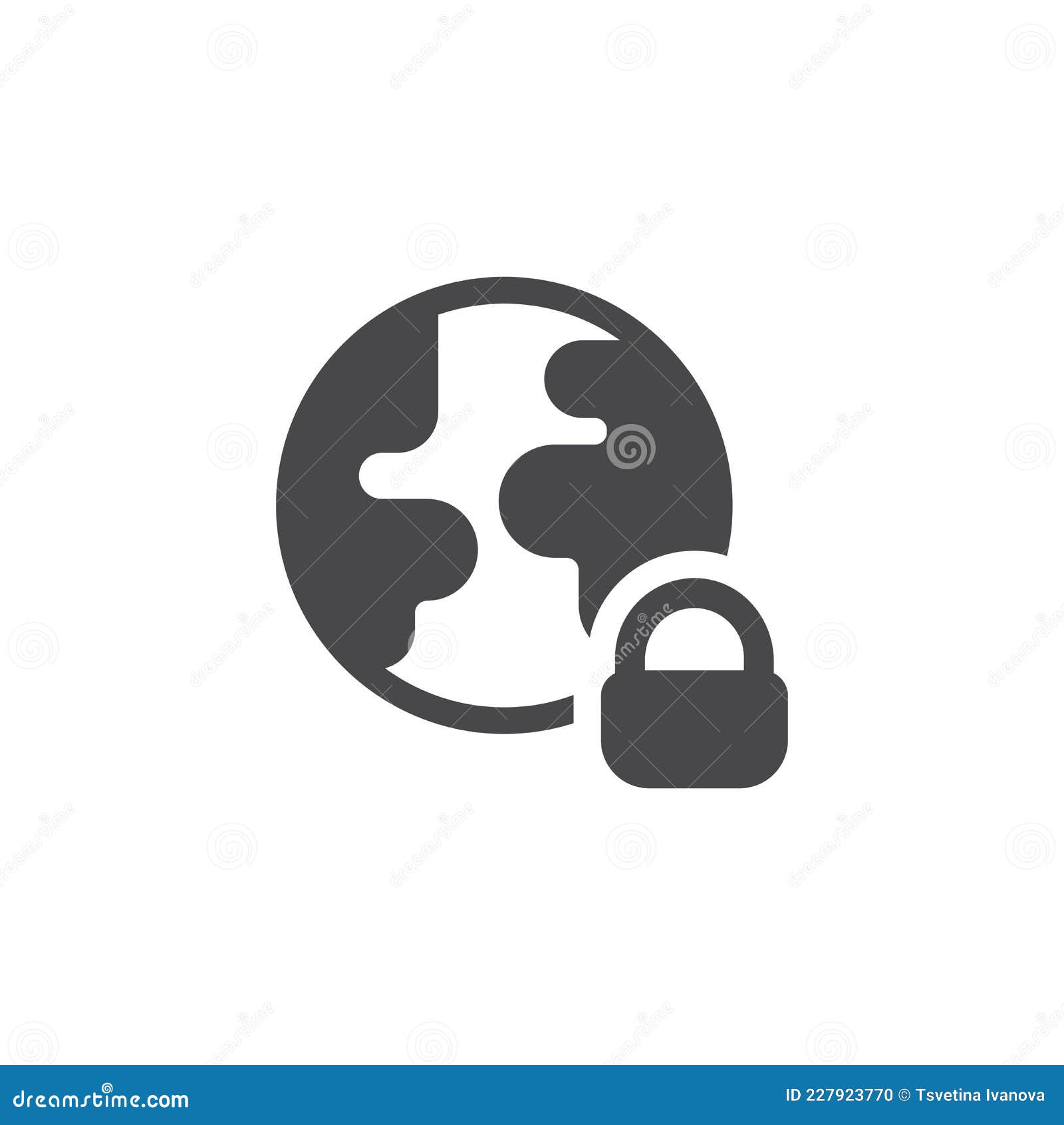 Planet Earth with Padlock Black Vector Icon Stock Vector - Illustration ...