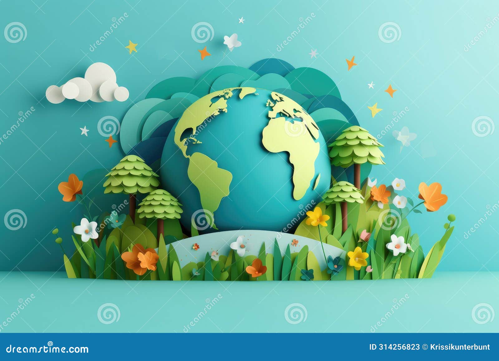 Planet Earth Paper Art AI Generated Stock Illustration - Illustration ...