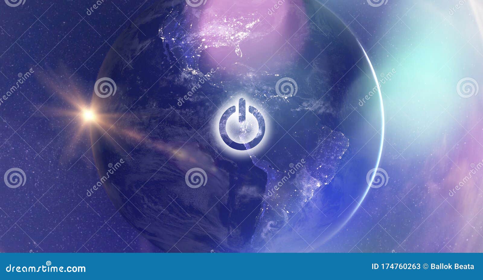 Planet Earth with Power Button - on/Off Switch. Earth Hour/day Event ...