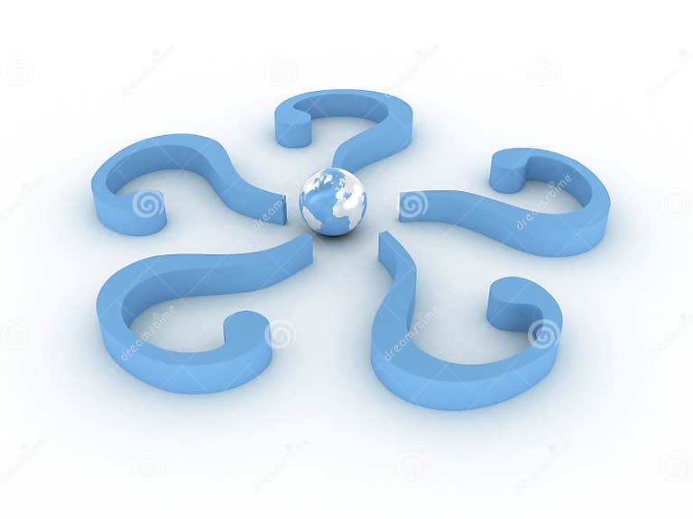 Planet Earth with a Question Marks. 3D Image Stock Illustration ...