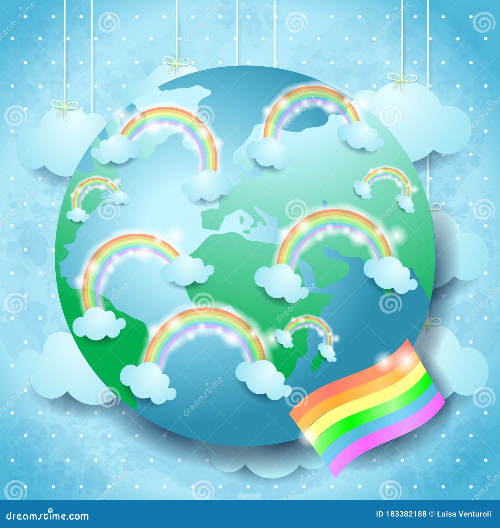 Planet Earth and Rainbow Colors, Concept Illustration Stock ...