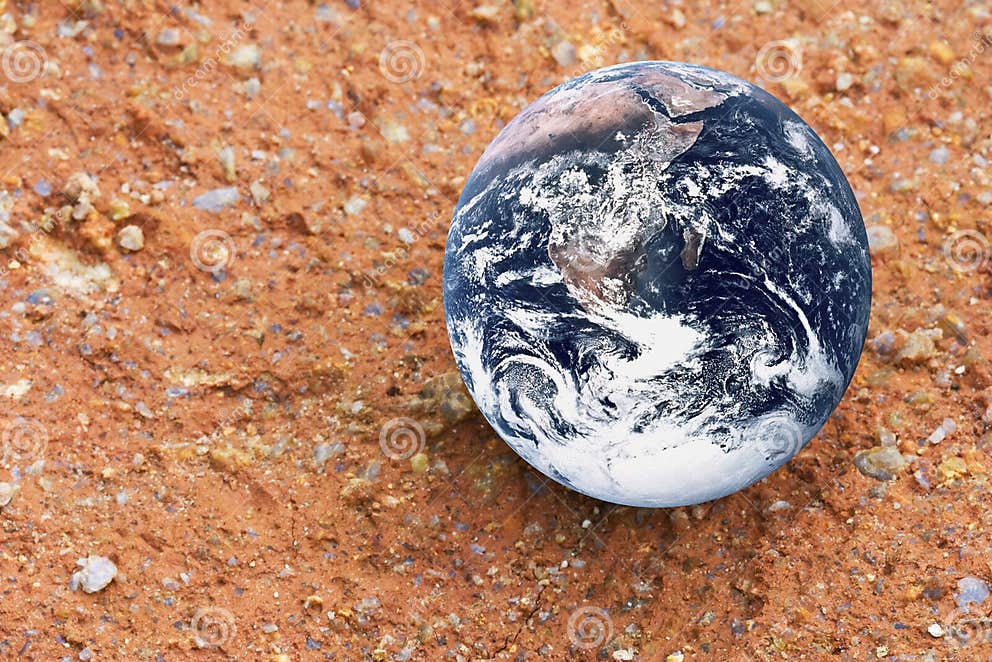 Planet Earth on Red Earth stock photo. Image of ecology - 13324312