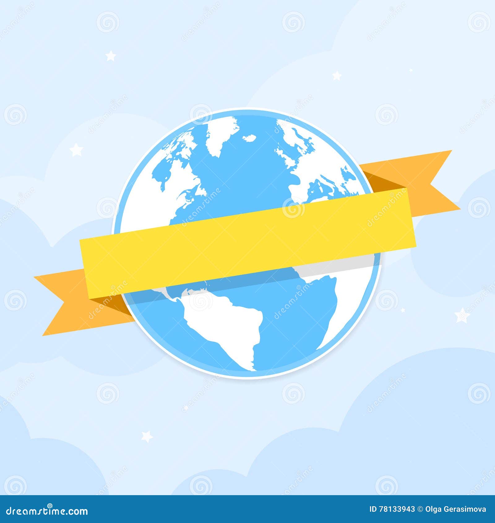 Planet Earth with Ribbon Banner Around it Stock Vector - Illustration ...
