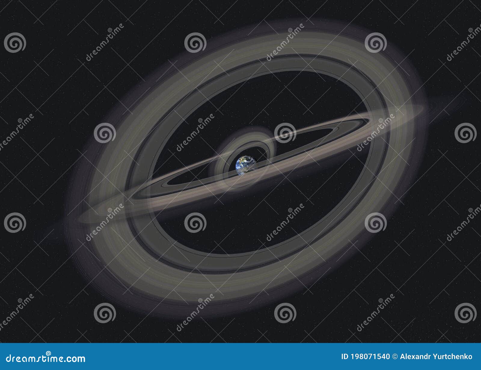 Planet Earth with Rings in Outer Space Stock Illustration ...