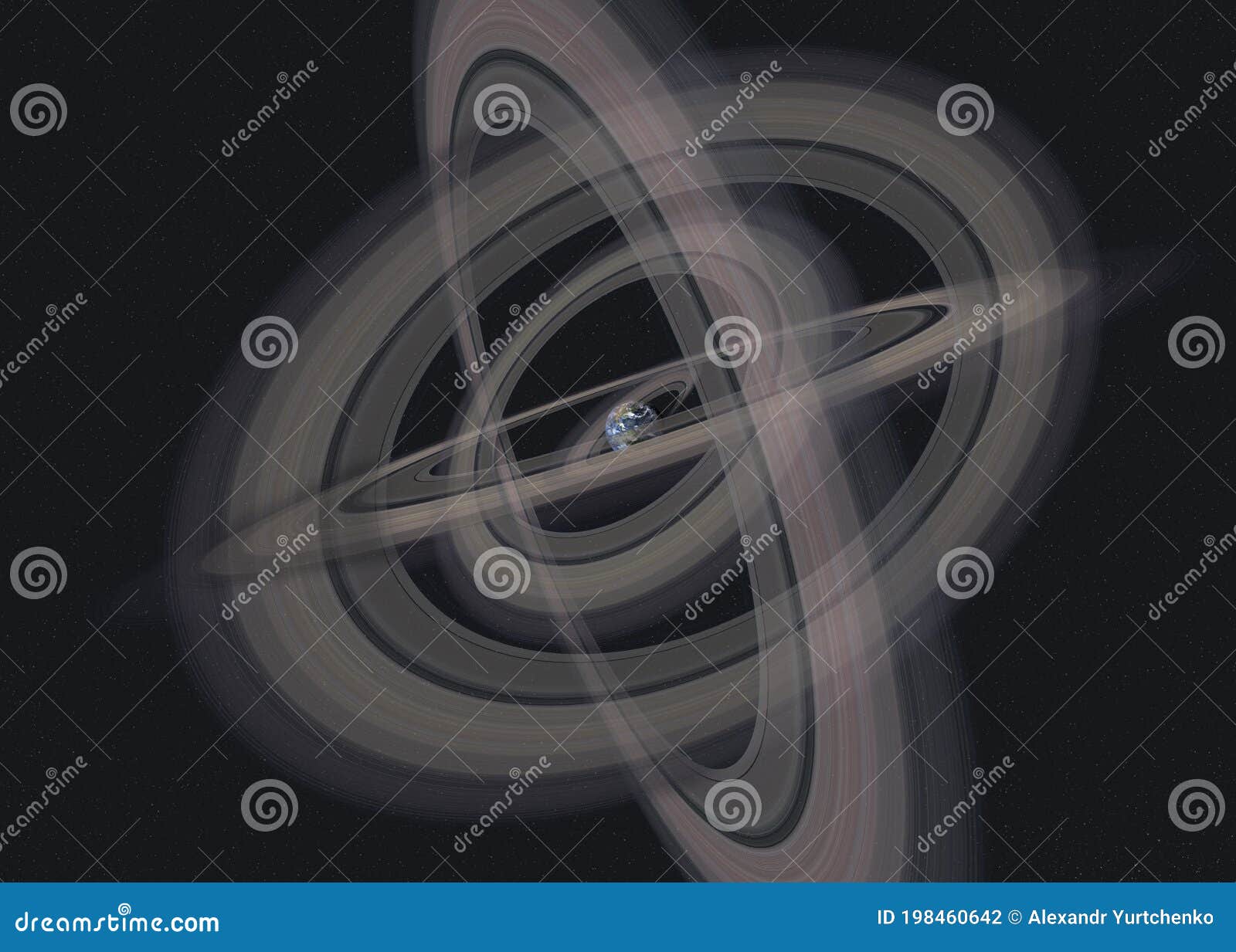 Planet Earth with Rings in Outer Space Stock Illustration ...