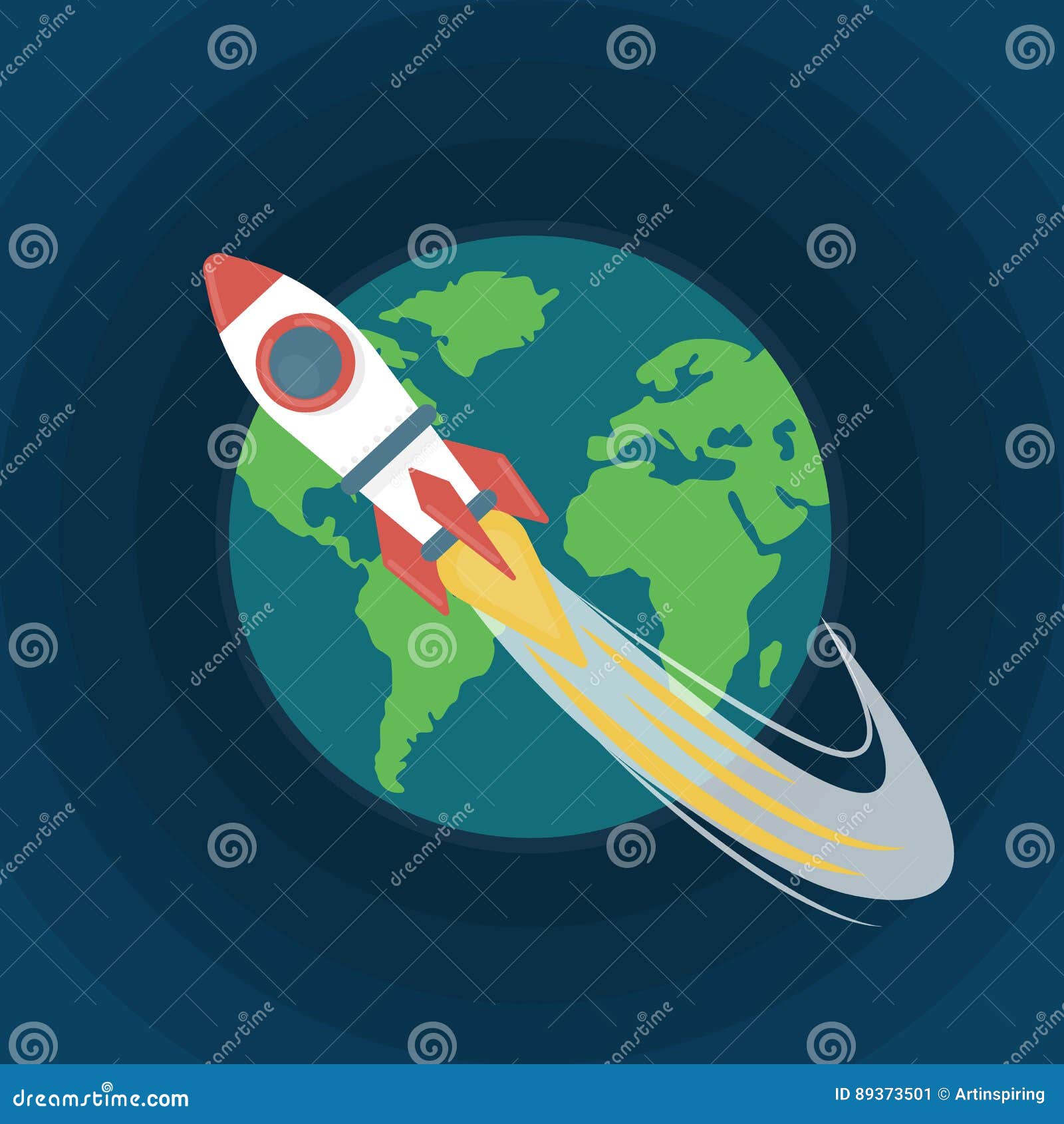 Planet Earth and rocket. stock vector. Illustration of atmosphere ...