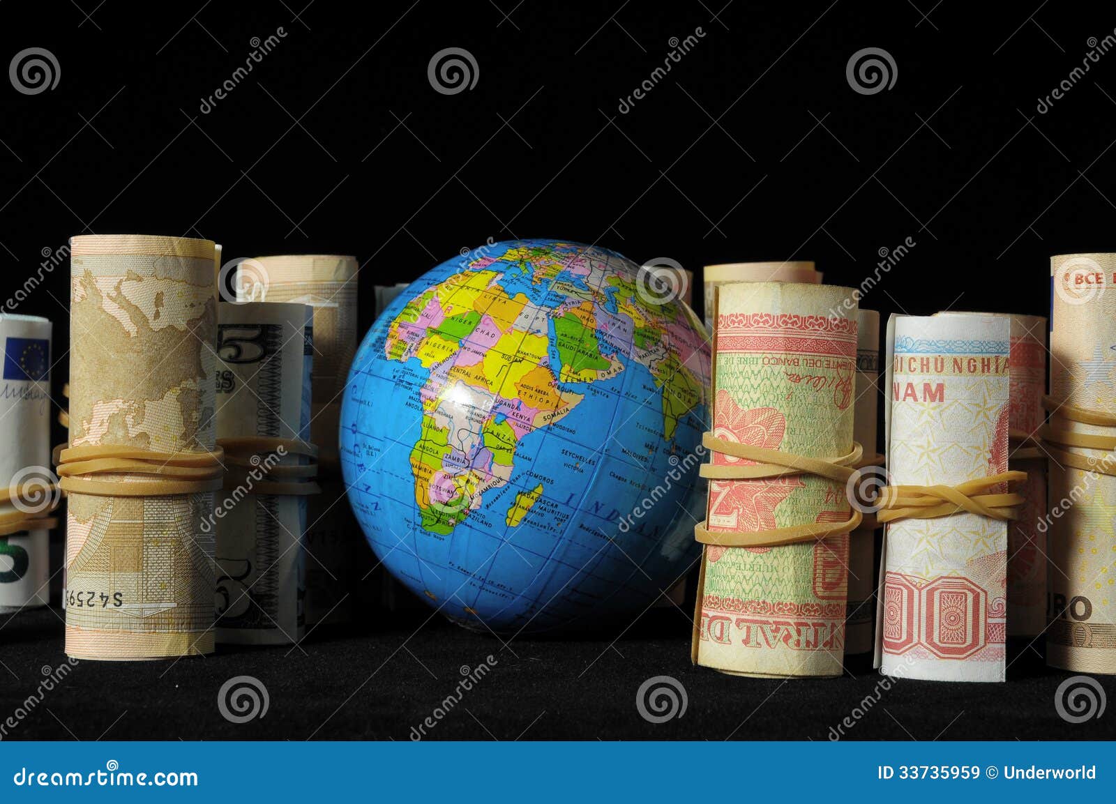 Planet Earth and Rolled Money Stock Image - Image of finance, success ...
