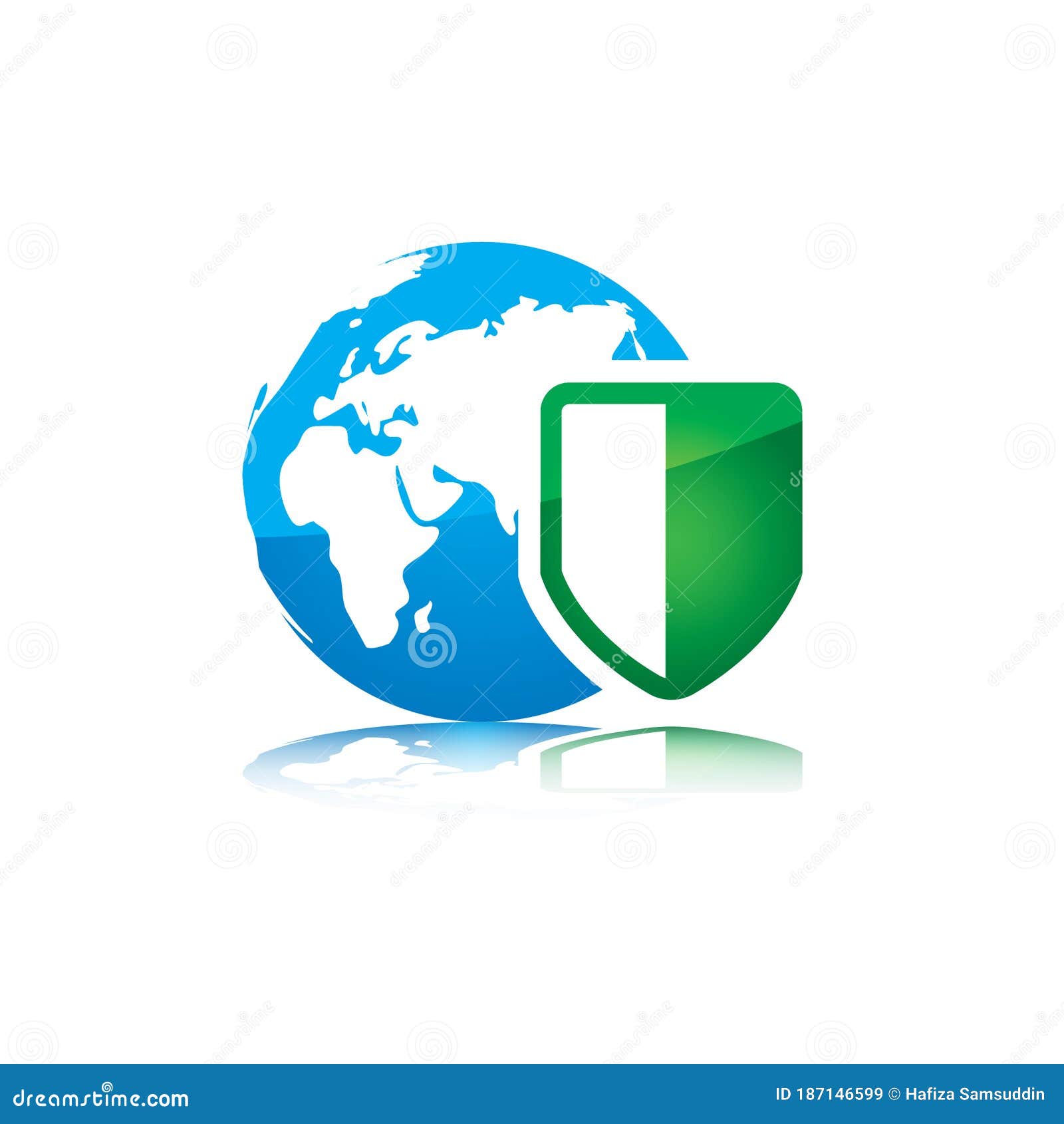 Planet Earth with Shield. Vector Illustration Decorative Design Stock ...