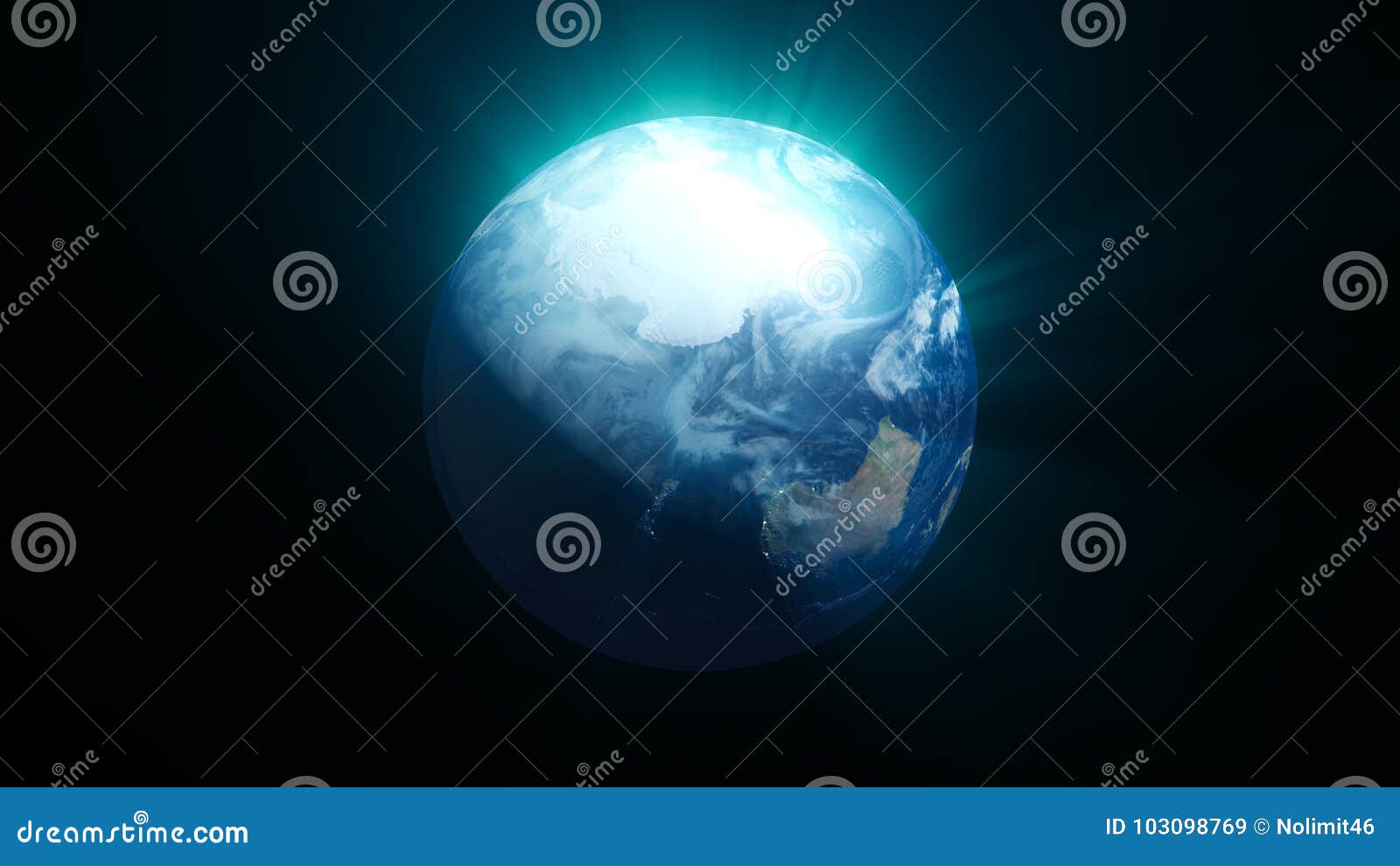 Planet Earth with Shine Effect on Black Background Stock Illustration ...