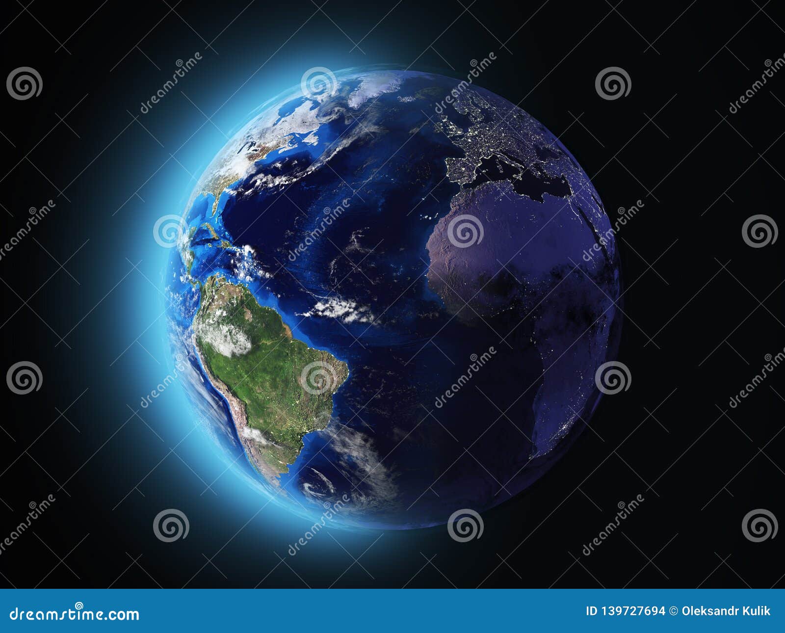 Planet Earth Shines in Space 3d Illustration Stock Illustration ...