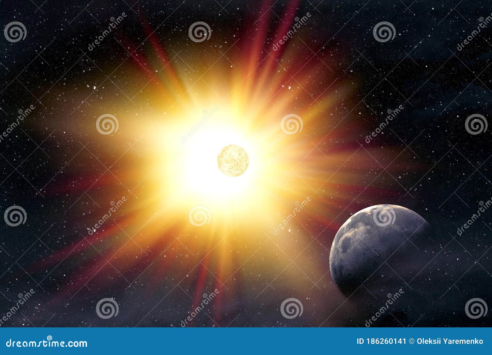 Sun in Outer Space, Bright Light of the Star . Stock Illustration ...