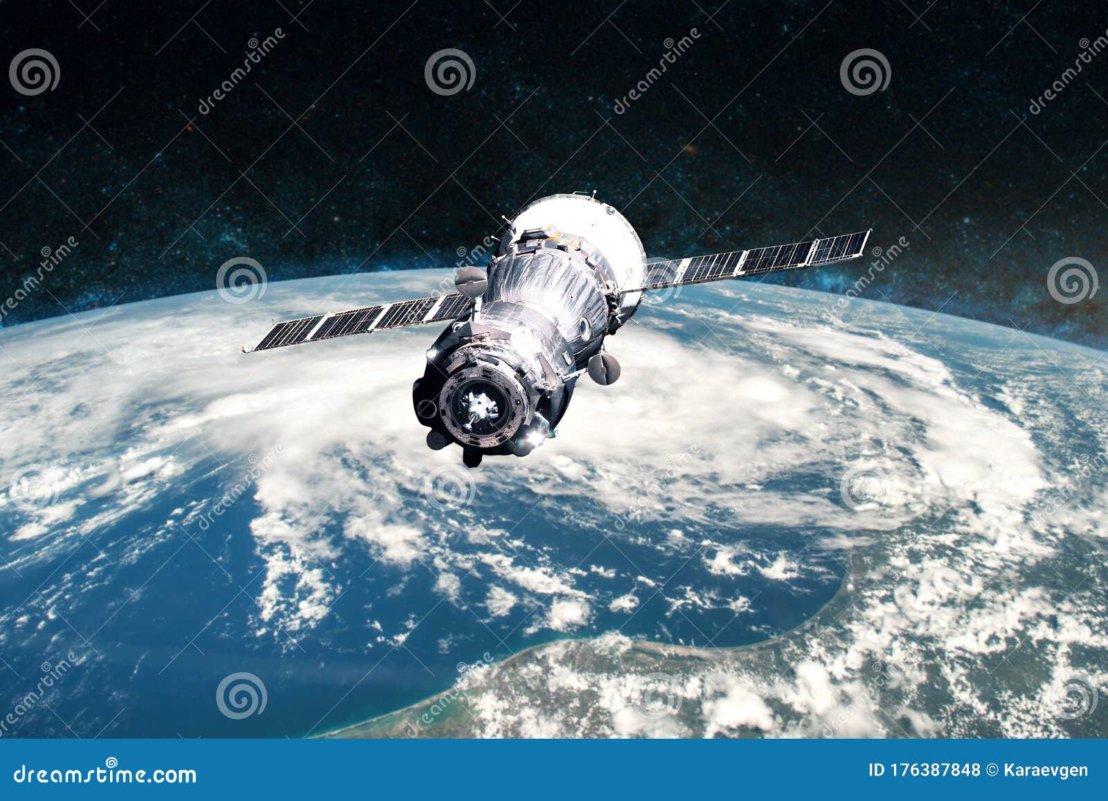 Planet Earth. Spacecraft Launch into Space Stock Photo - Image of ...