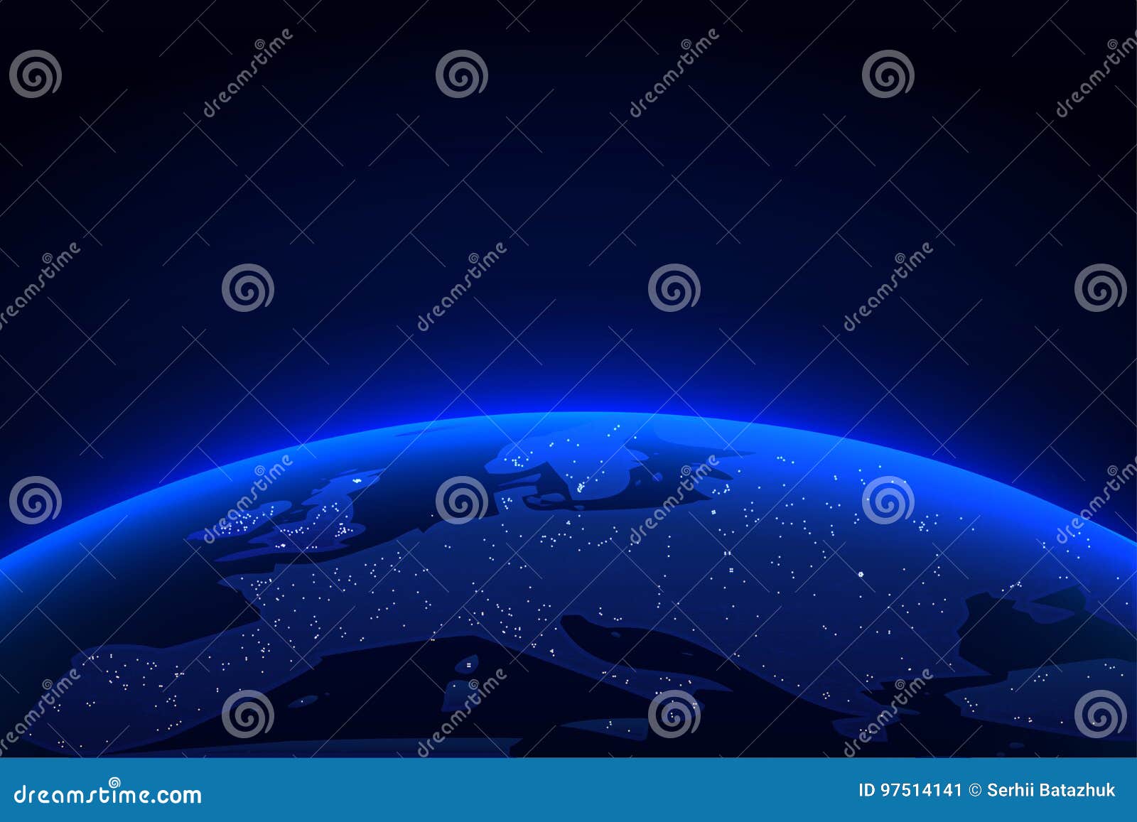 Planet Earth with a Spectacular Light. Blue Globe Earth and Light ...