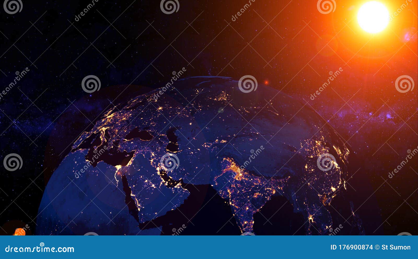 Planet Earth with a Spectacular Sunset `Elements of this Image ...