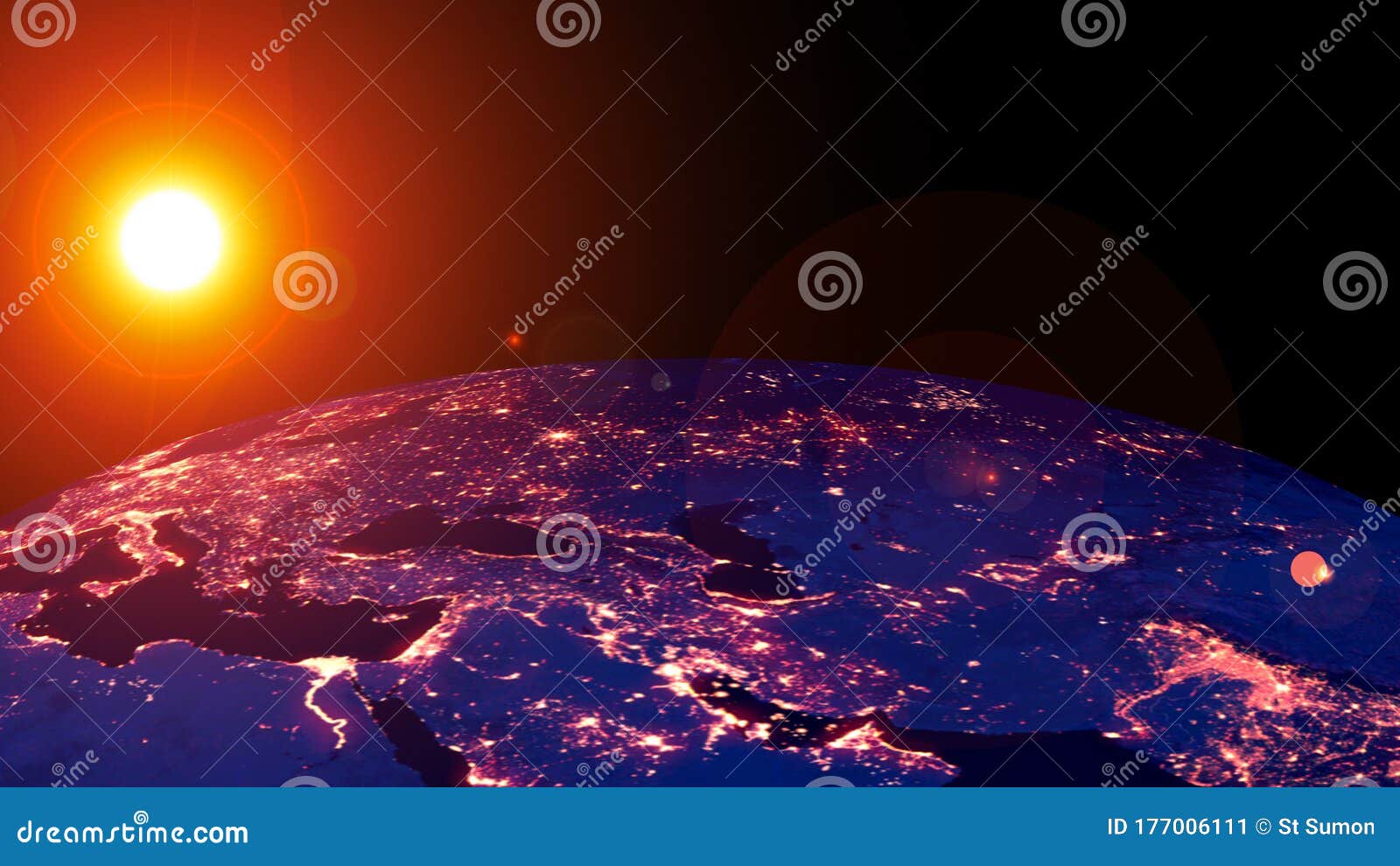 Planet Earth with a Spectacular Sunset `Elements of this Image ...