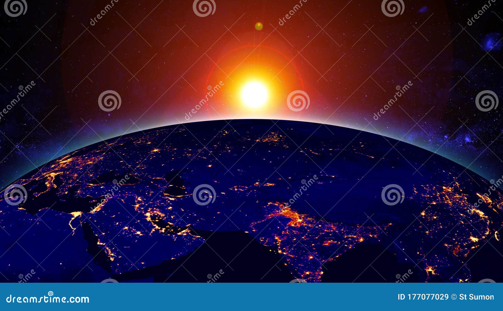 Planet Earth with a Spectacular Sunset `Elements of this Image ...