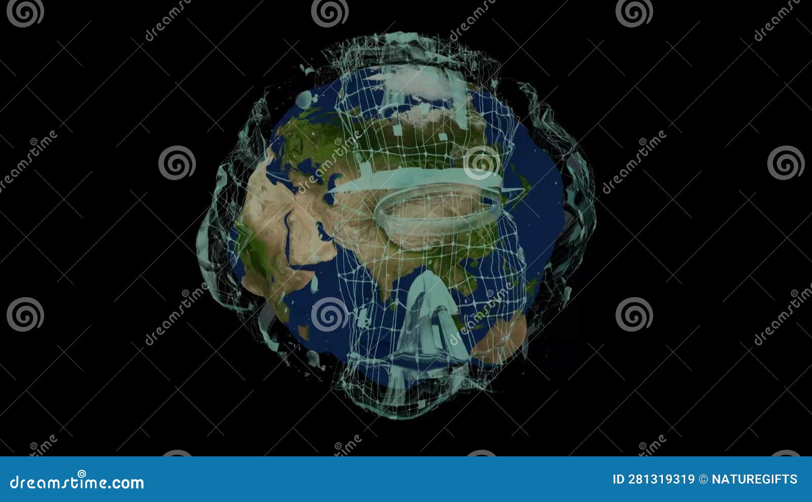 Planet Earth Spinning Digital Rendering with Transparent Background ...